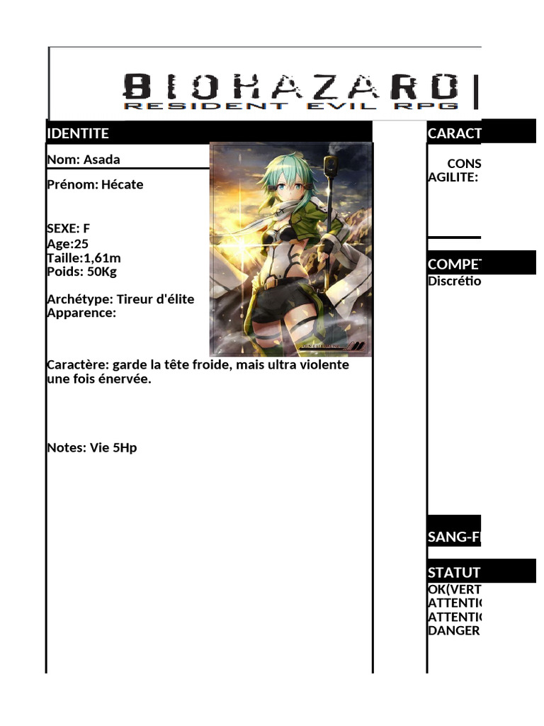 Fiche Personnage Hécate | PDF