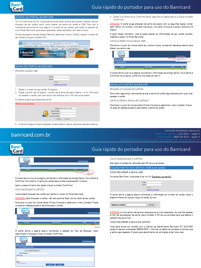 Guia Rapido Portador Do Cartao BanriCard 14032018 | PDF