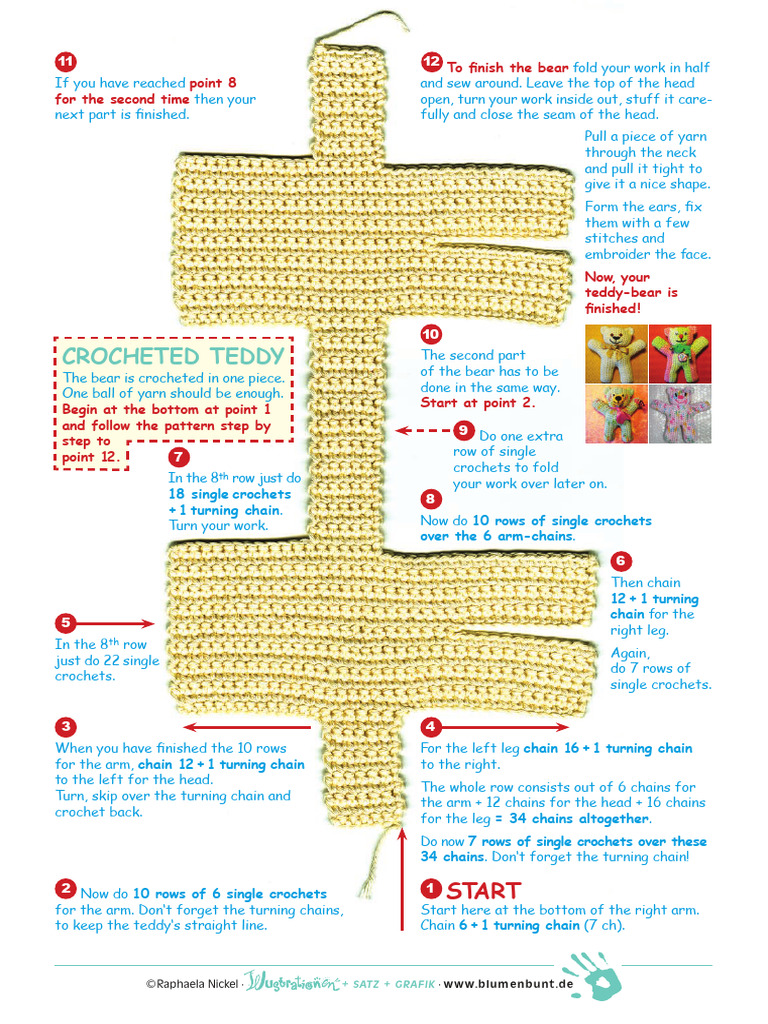 Crochet Pattern Teddy ENGLISH A A5194238 | PDF | Crochet | Handicrafts