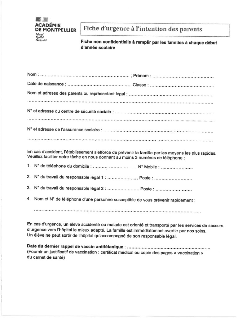 Fiche d'urgence | PDF