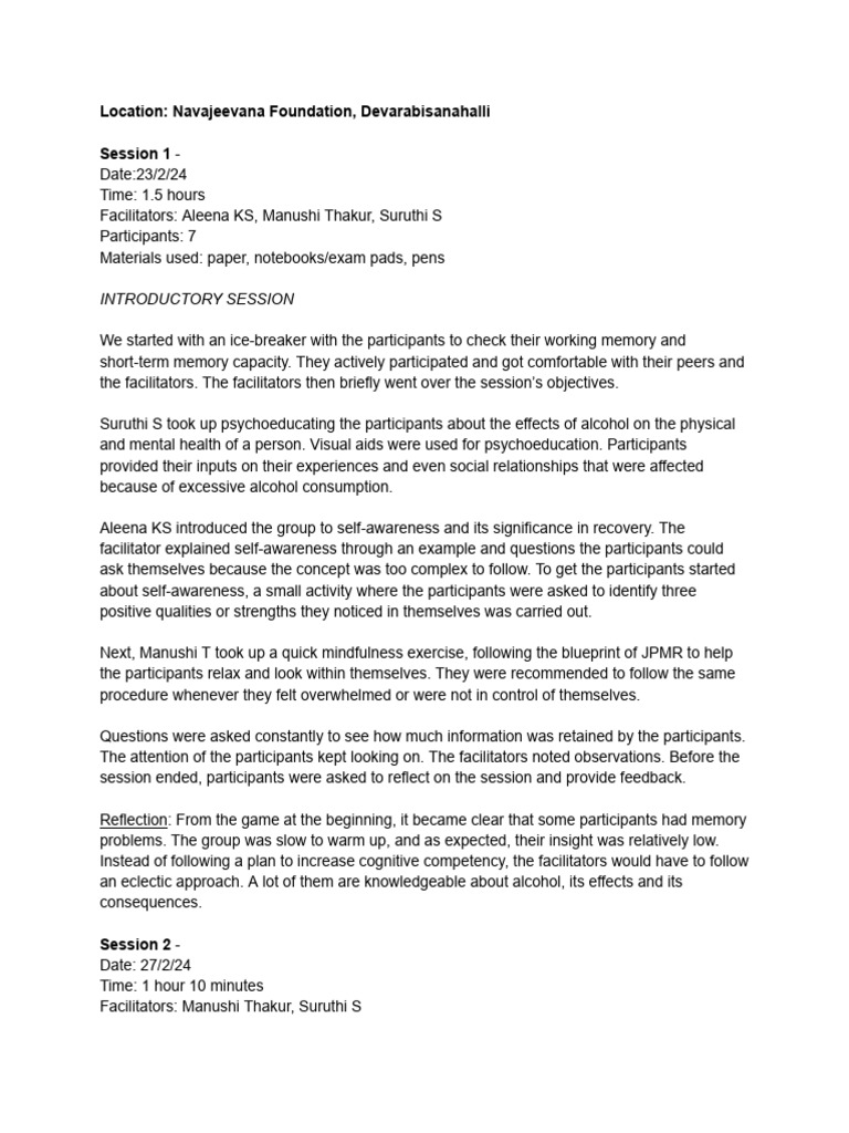 Group Intervention - Report | PDF