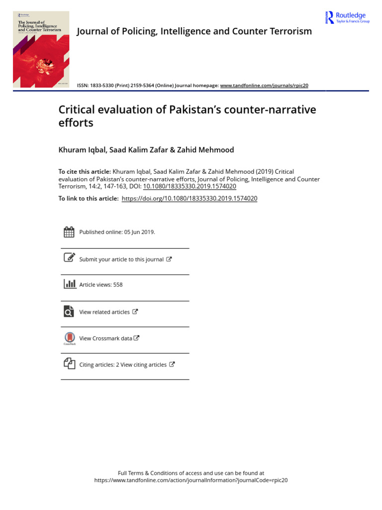 Critical Evaluation of Pakistan S Counter-Narrative Efforts | PDF