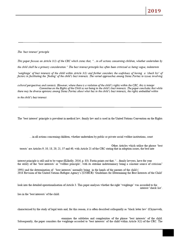 Alston, P. (1994) - The Best Interests Principle | PDF