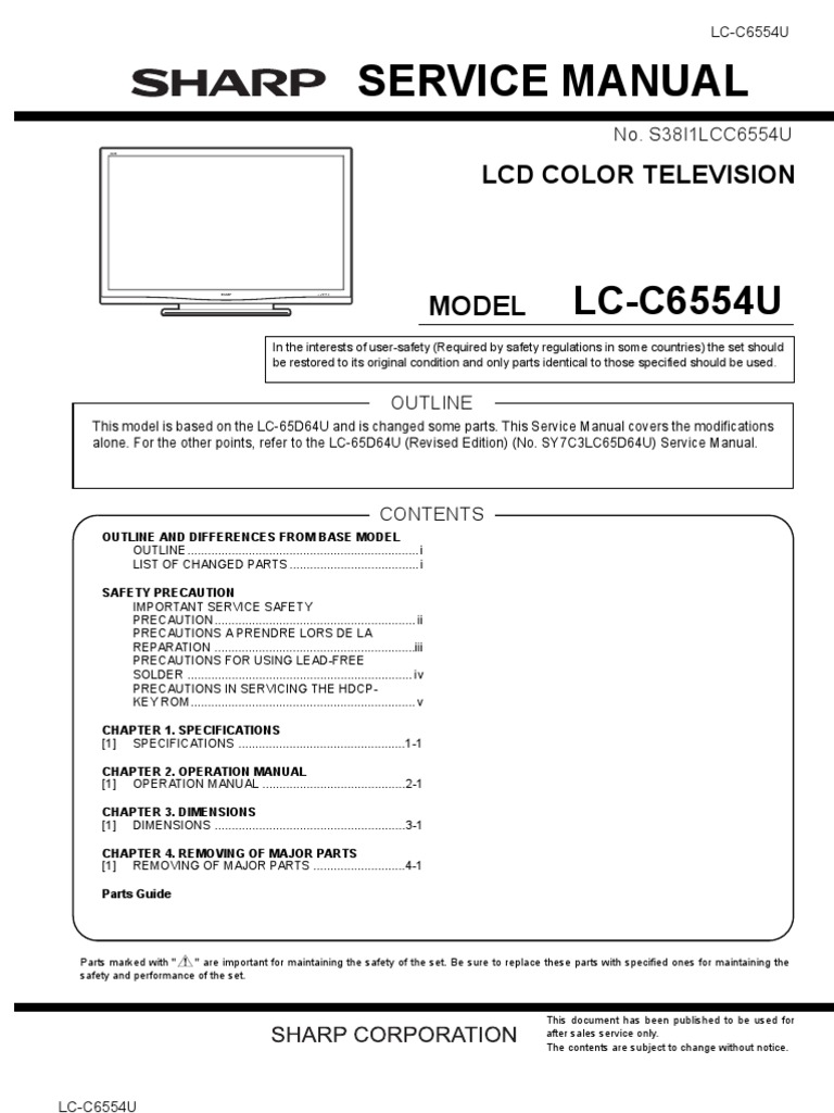Sharp+Lc c6554u+Difference+Lc 65d64u | PDF | Soldering | Solder