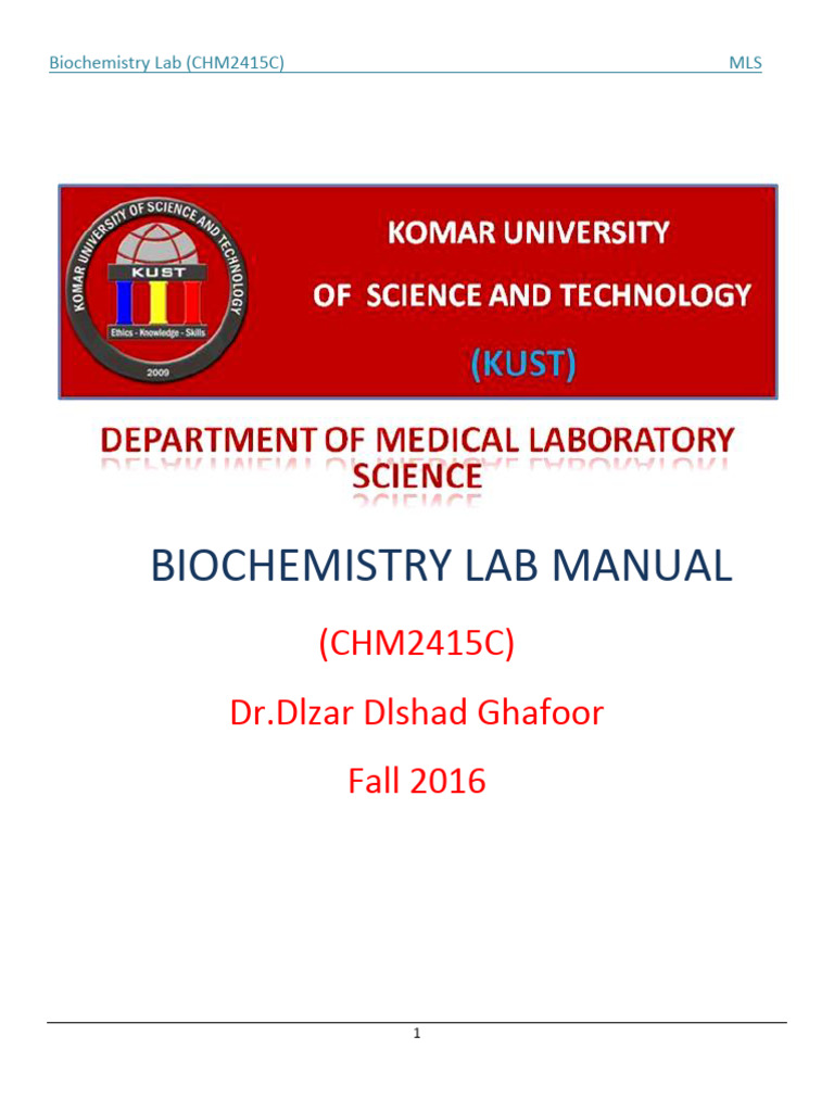 Lab Manual Biochemistry | PDF