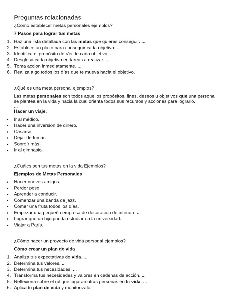 Cómo Establecer Metas Personales | PDF