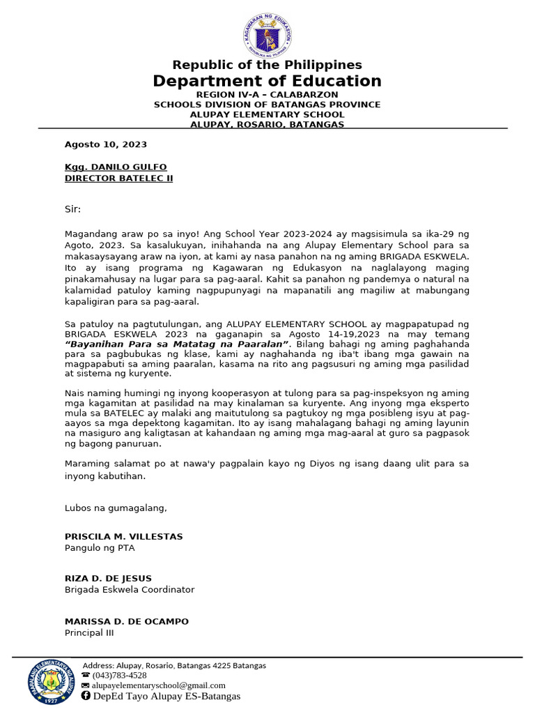 Batelec Request Letter | PDF | Philippines