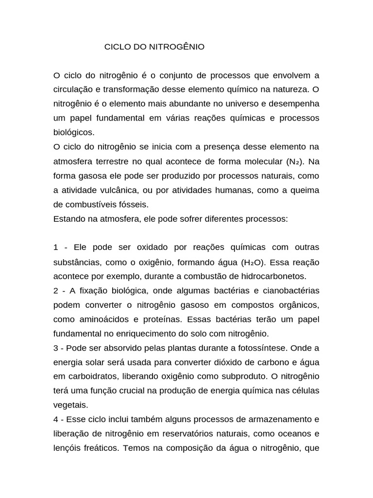 Ciclo Do Nitrogênio | PDF