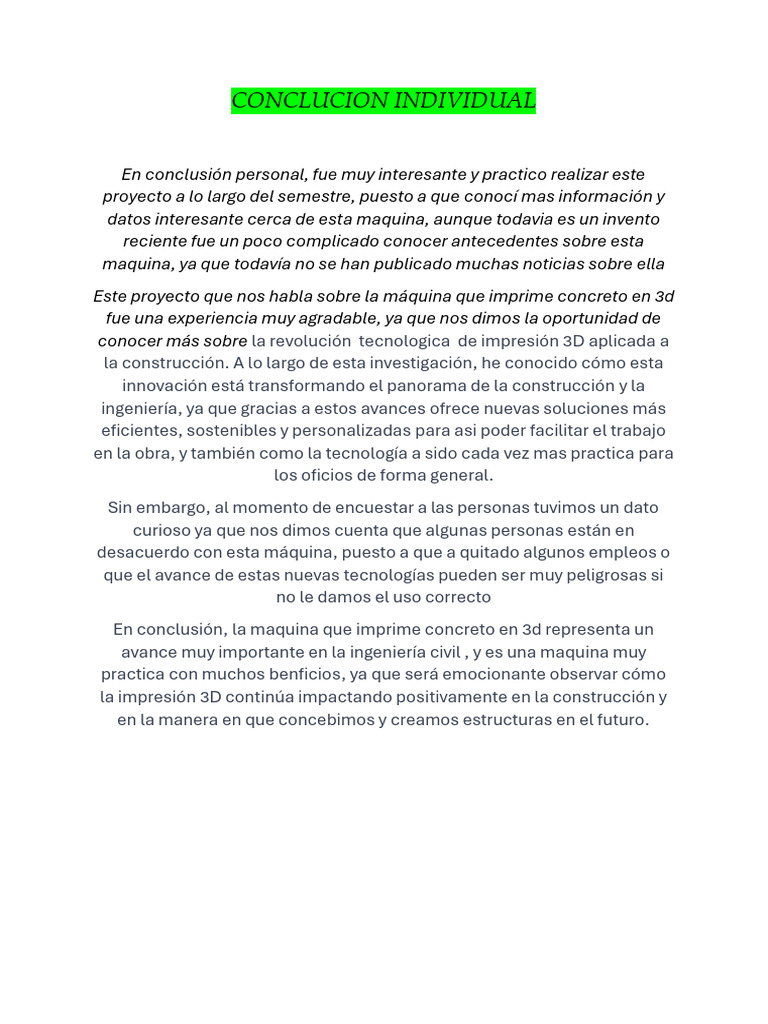 CONCLUCION INDIVIDUAL | PDF