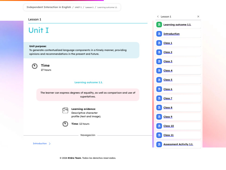 Independent Interaction in English: Lesson 1: Learning Outcome 1.1. - Ktdra | PDF