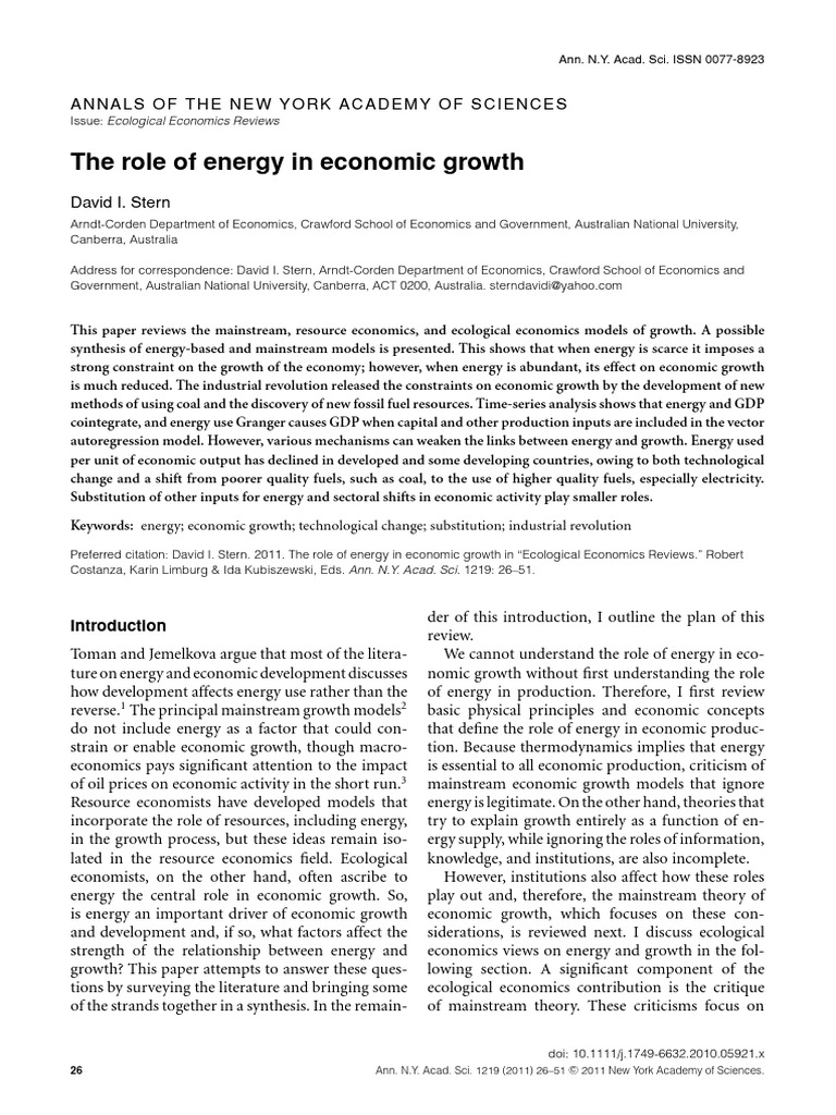 Energy's Impact on Economic Growth | PDF | Economic Growth | Factors Of ...