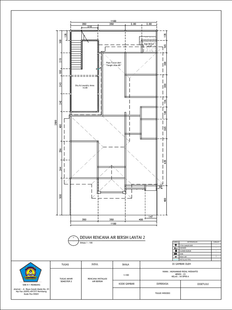 RENCANA INSTALASI AIR BERSIH LT.2 | PDF