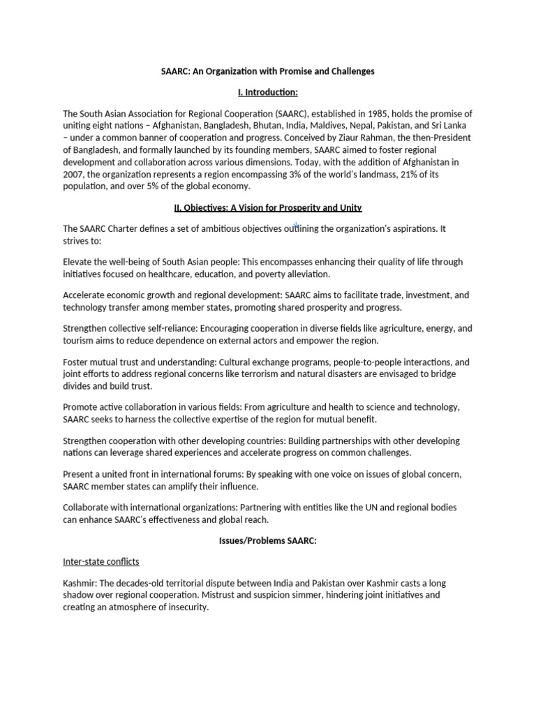 Saarc - Sco Basic Notes | PDF