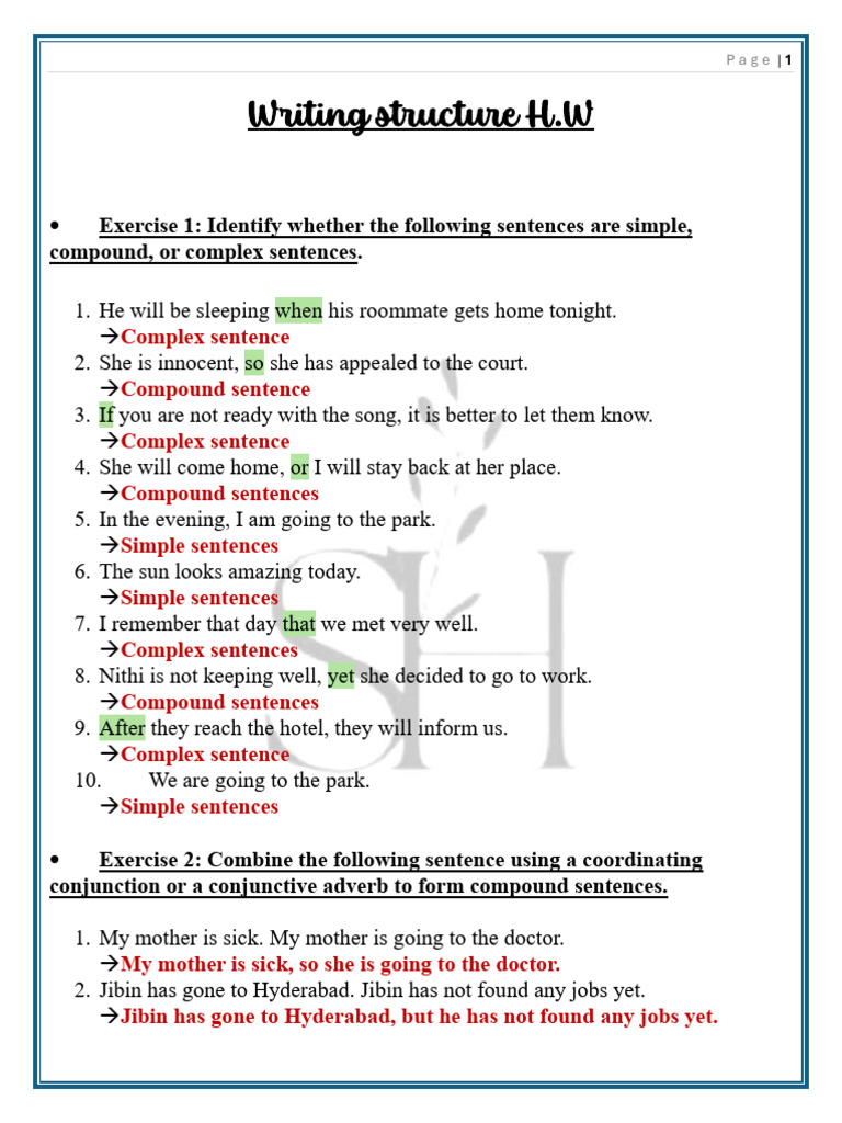 Writing Structure HW MS | PDF