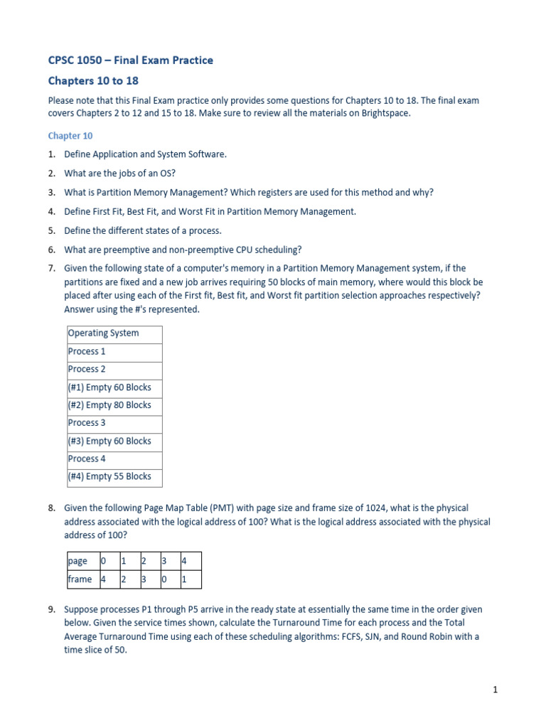 1050 Final Practice S24 | PDF