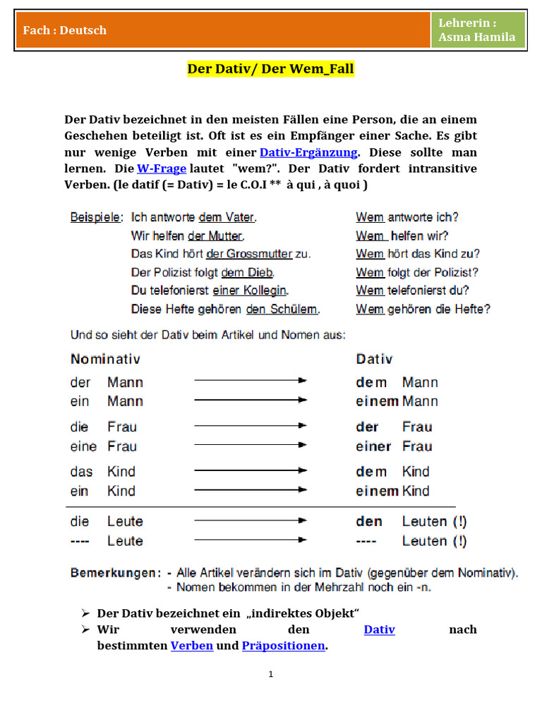 Der Dativ | PDF