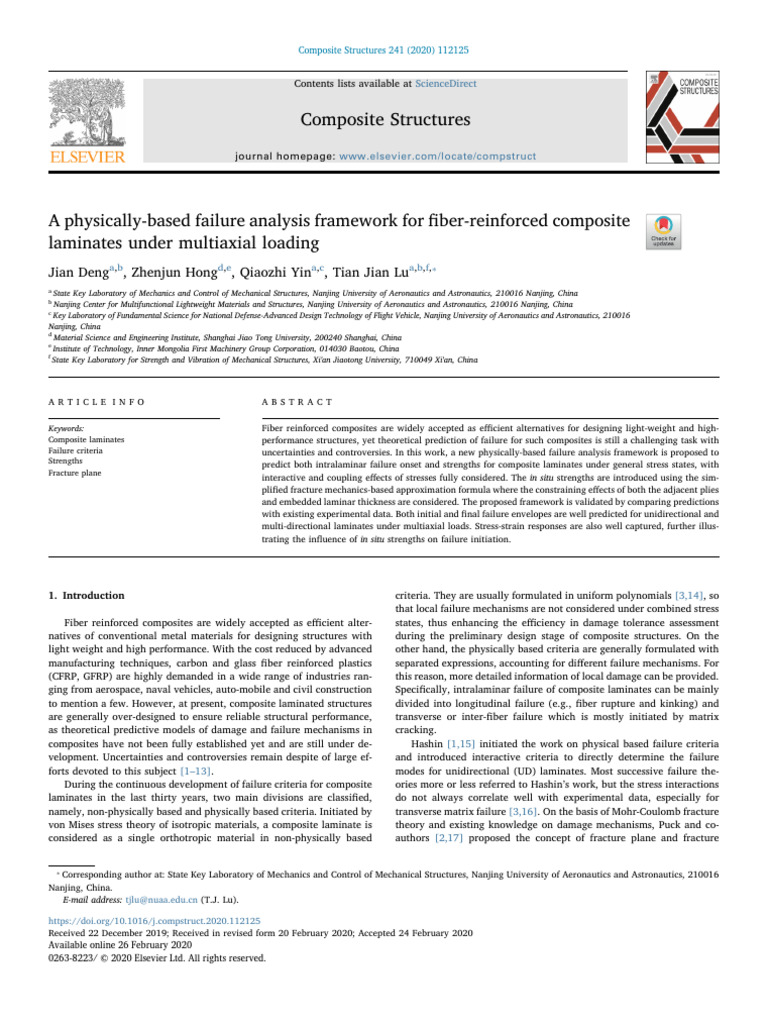 A Physically-Based Failure Analysis Framework For Fiber-Reinforced ...