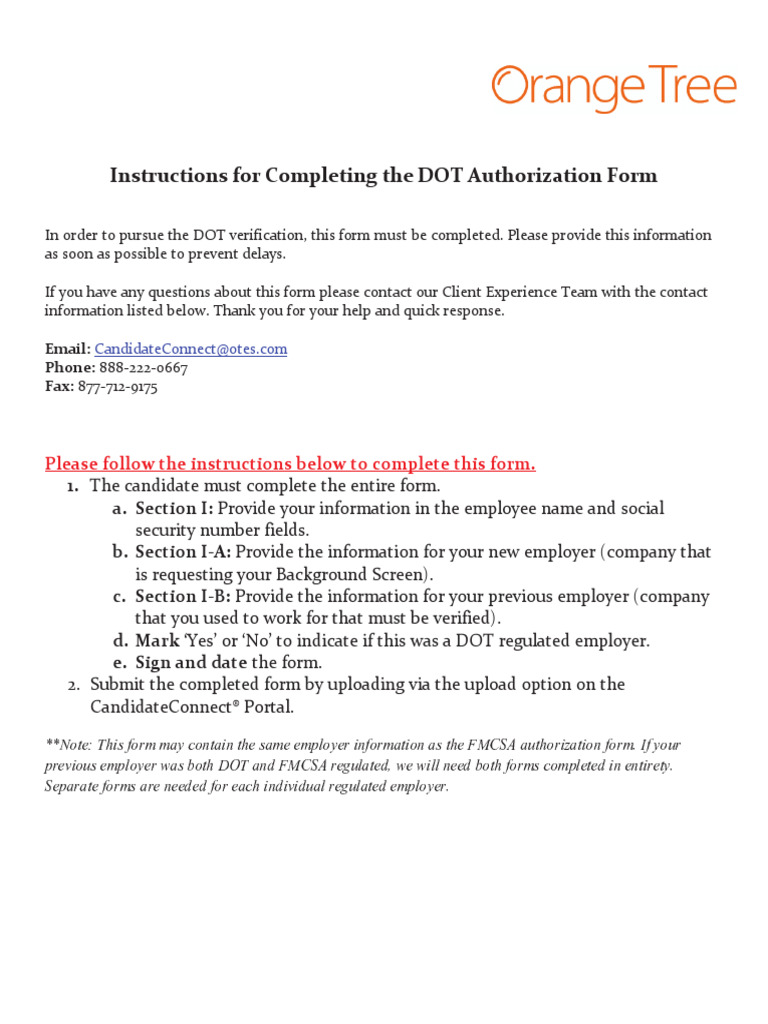 DOT Authorization Form | PDF