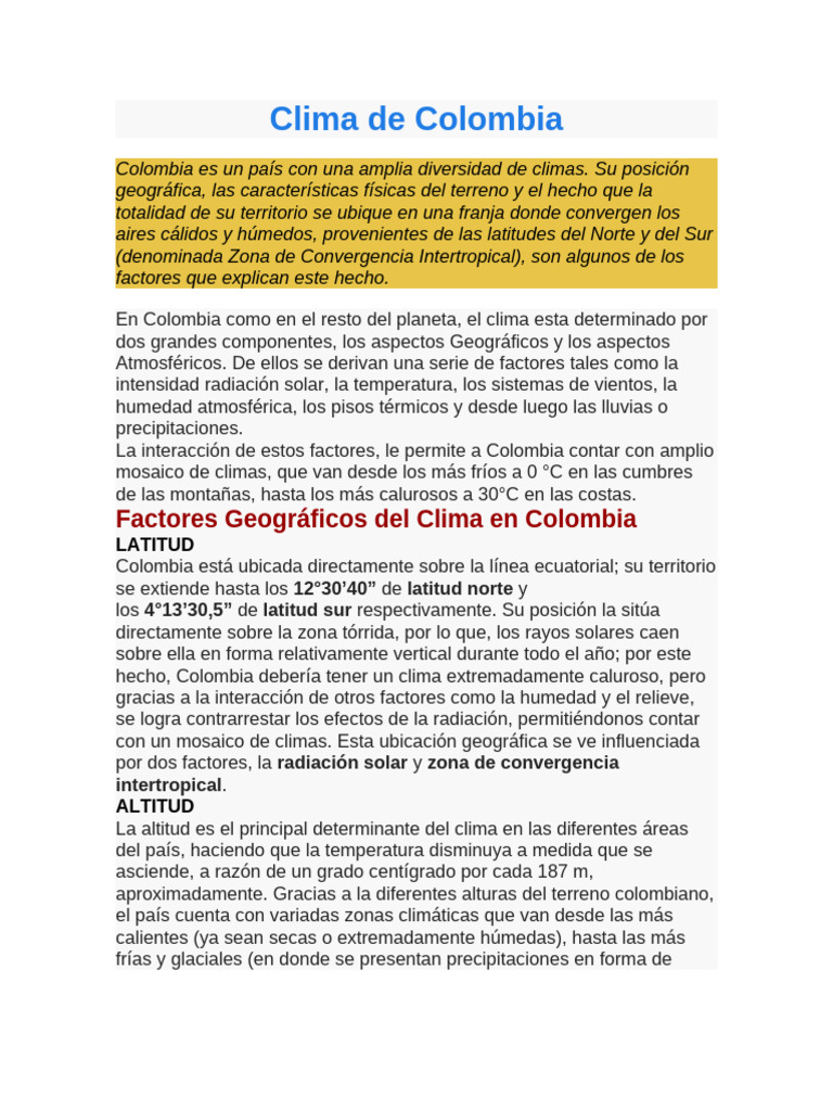 Clima de Colombia | PDF