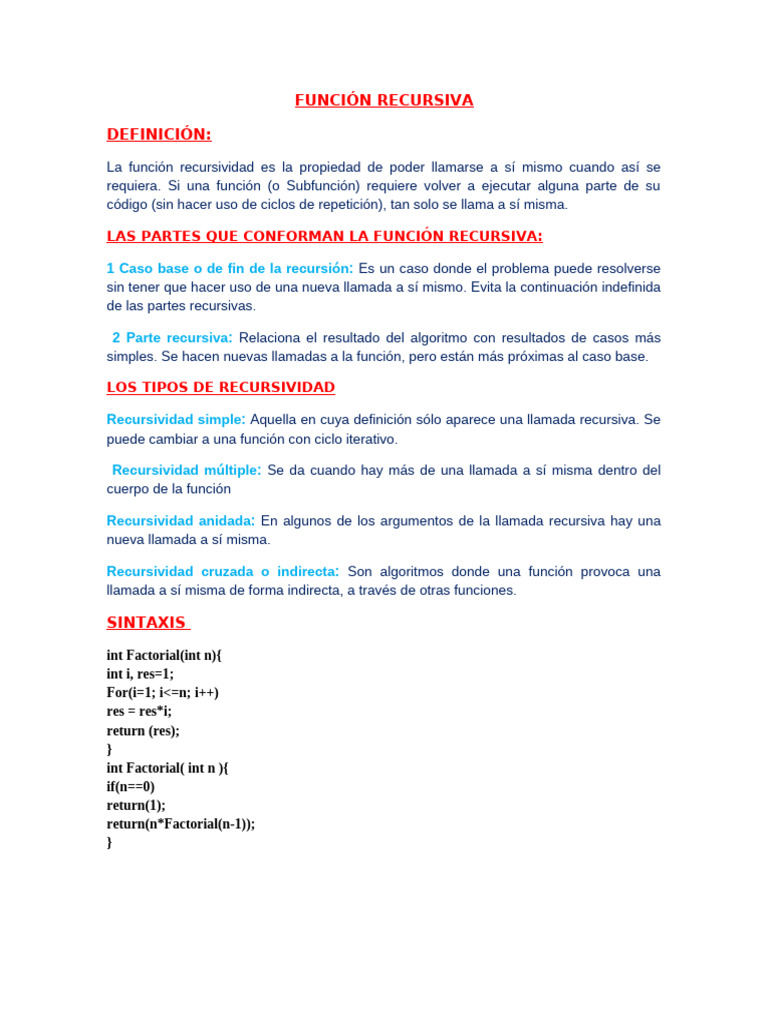 Funcion Recursiva | PDF