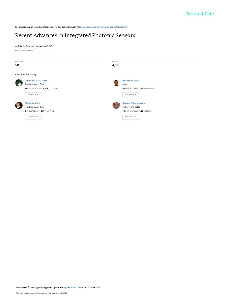Recent Advances in Photonic Sensors | PDF