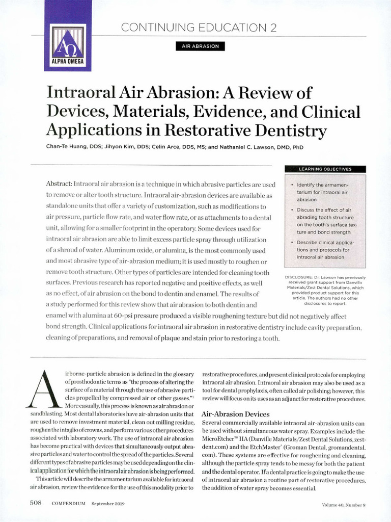 Intraoral Air Abrasion AReviewof Devices | PDF | Tooth Enamel | Home ...