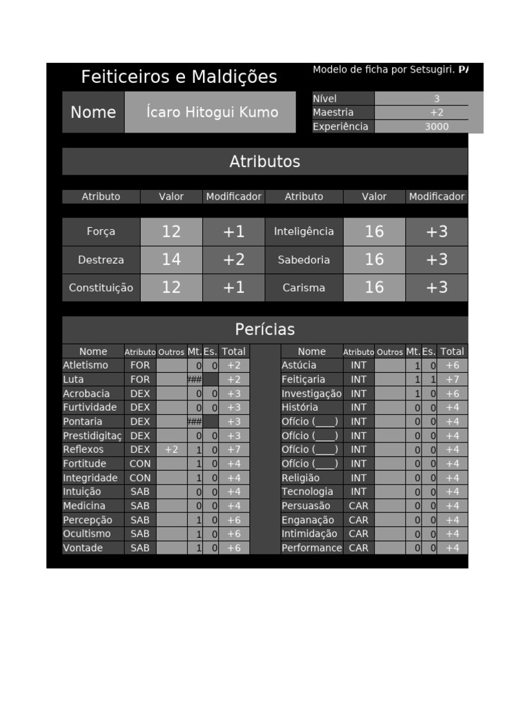 Ficha - Icaro Hitogui Kumo | PDF