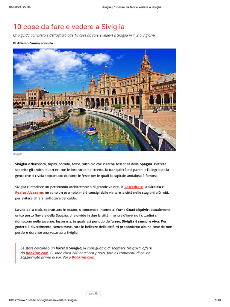 Siviglia - 10 Cose Da Fare e Vedere A Siviglia | PDF