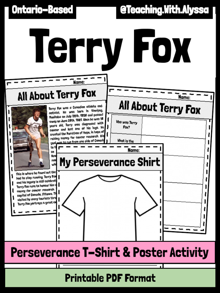 Terry Fox: Perseverance T-Shirt & Poster Activity | PDF