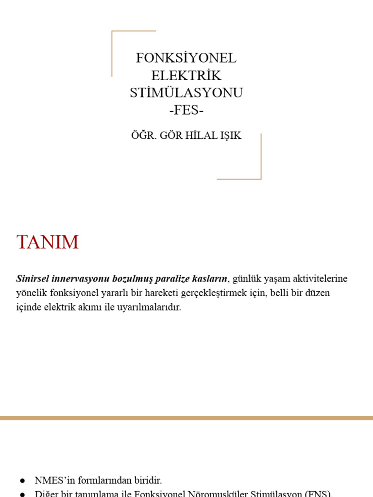 Fonksi̇yonel Elektri̇k Sti̇mülasyonu - Fes | PDF
