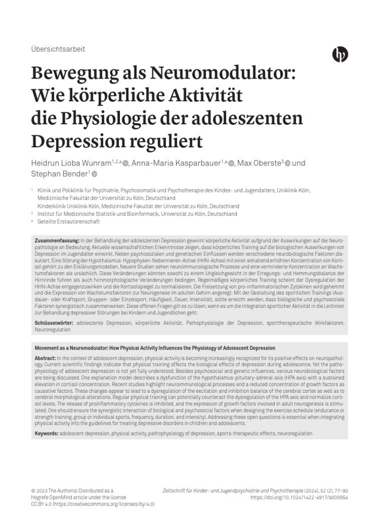 Wunram Et Al 2023 Bewegung Als Neuromodulator Wie Körperliche Aktivität ...