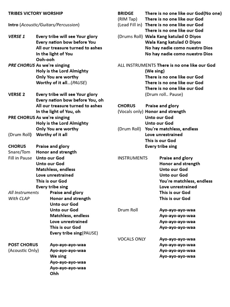 Tribes Lyrics Sequence | PDF