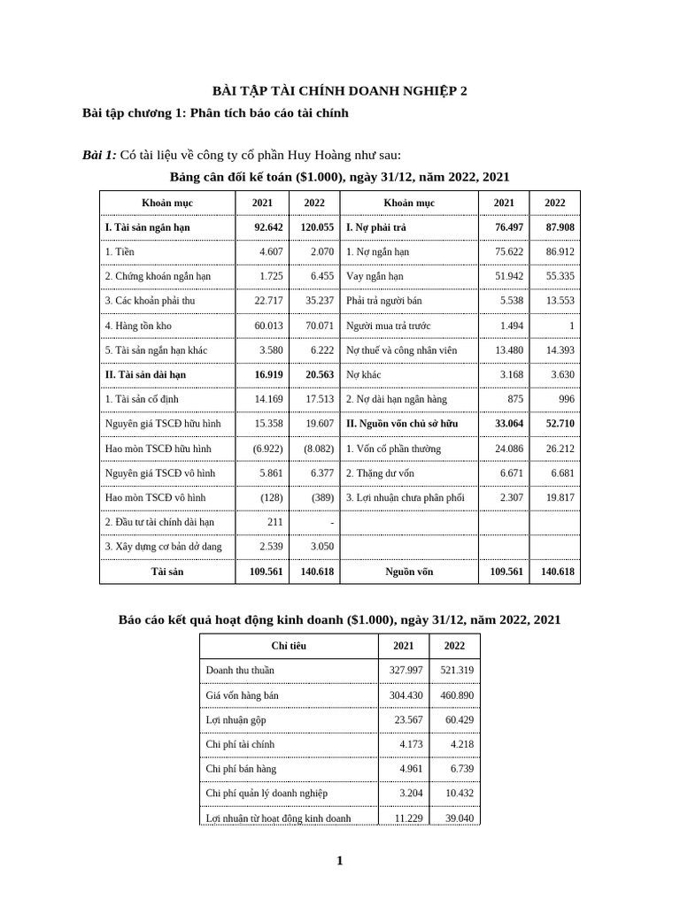 Bai tập TCDN2 | PDF