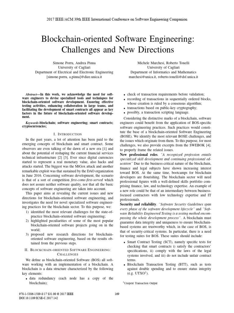 Blockchain-Oriented Software Engineering Challenges and New Directions | PDF