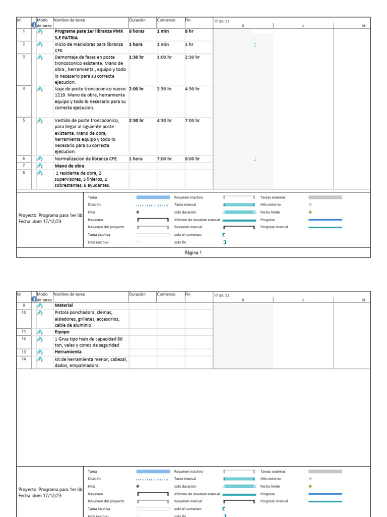 Programa para 1er Libranza PMX - S.E PATRIA | PDF