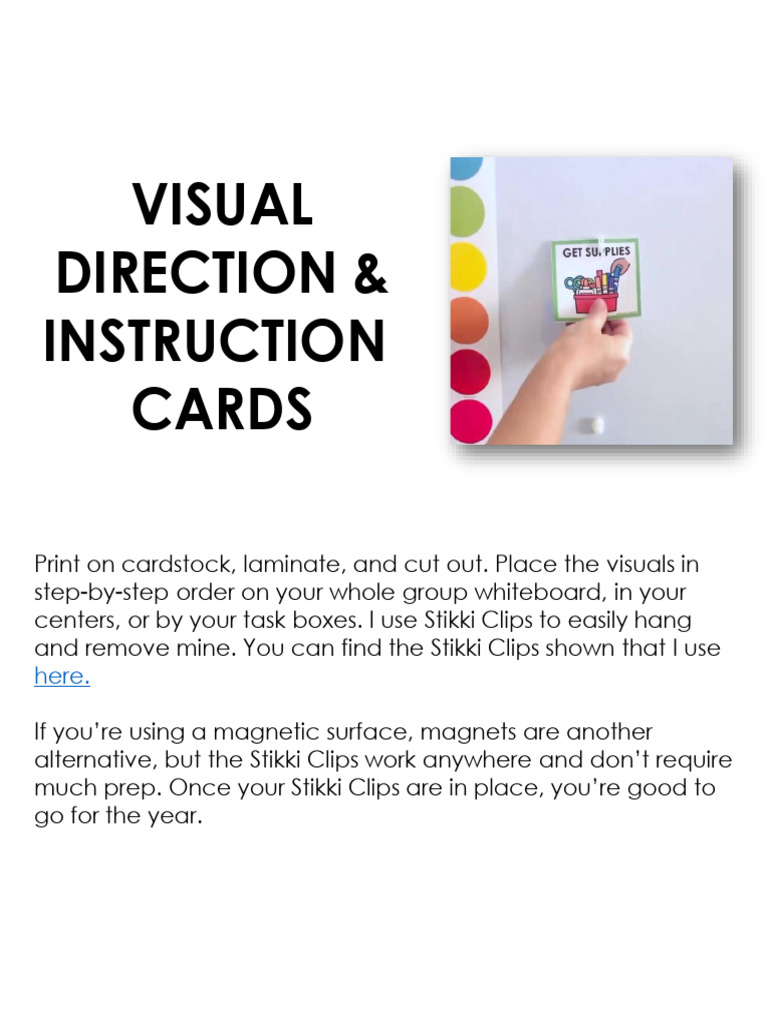 Visual Direction & Instruction Cards: Here | PDF