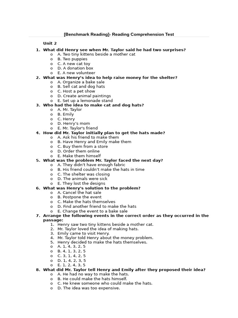 Benchmark Reading | PDF
