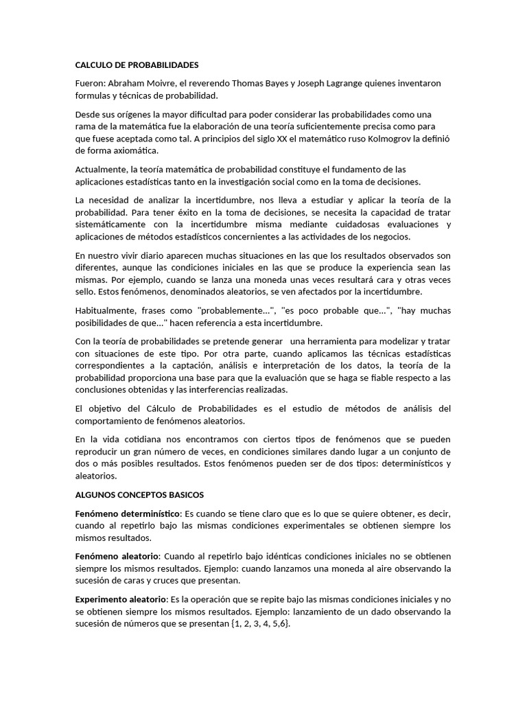Calculo de Probabilidades | PDF