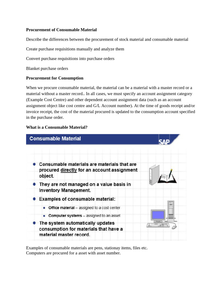 Procurement of Consumable Material Part 1 | PDF