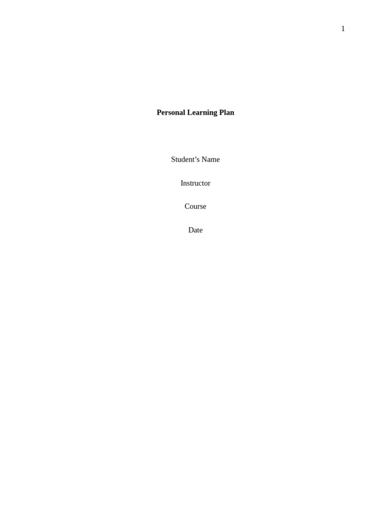 Personal Learning Plan | PDF