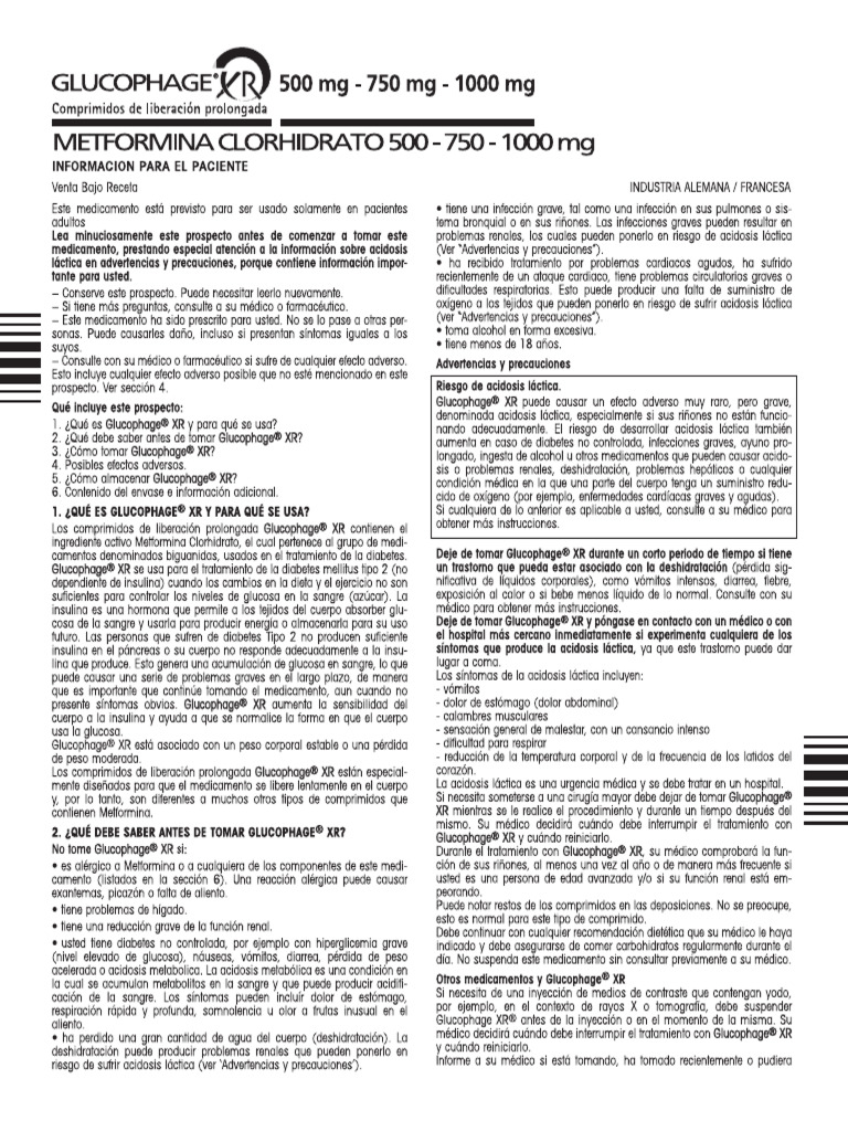 Glucophage XR Prospecto | PDF