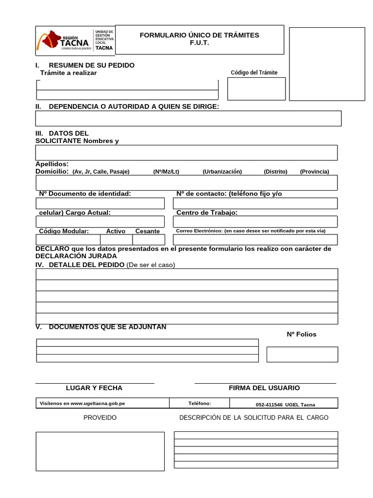 FUT - UGEL TACNA Y ANEXO I DE LA RVM.N° 081-2022-MINEDU Ok | PDF