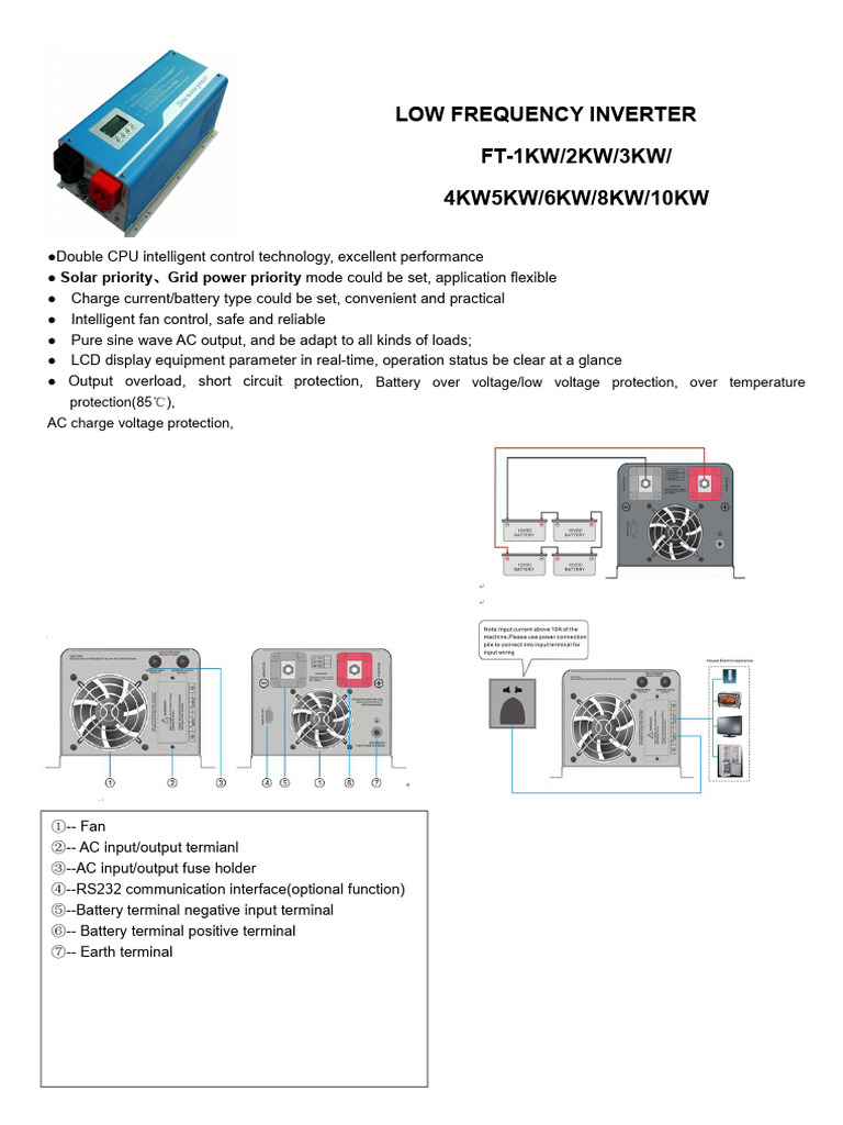 FT Series Pure Sine Wave Inverter Manual | PDF | Power Inverter ...