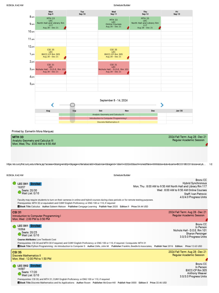 Schedule Builder | PDF