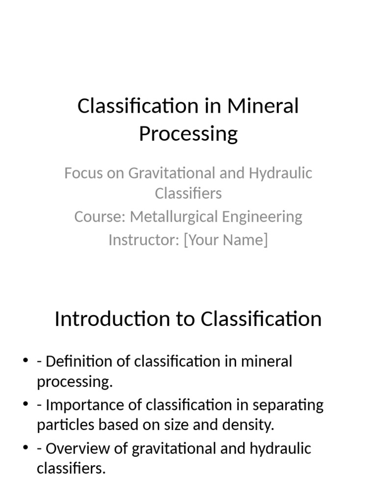 Classification in Mineral Processing Presentation-2 | PDF