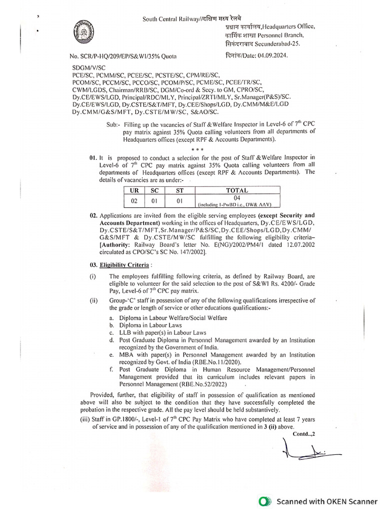 Swi 35 Ldce Notification | PDF