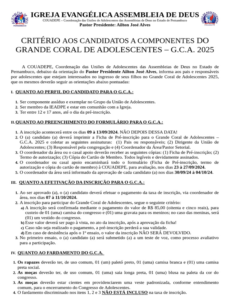 Formulário GCA 2025 | PDF