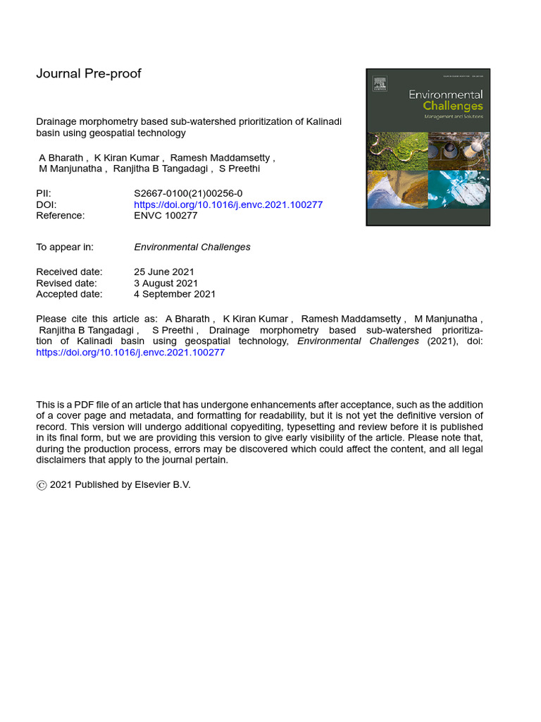Journal Pre-Proof: Environmental Challenges | PDF