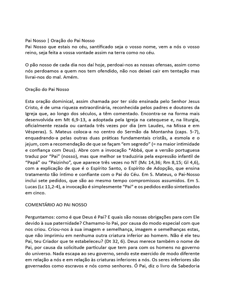 Oracão Do Pai Nosso | PDF