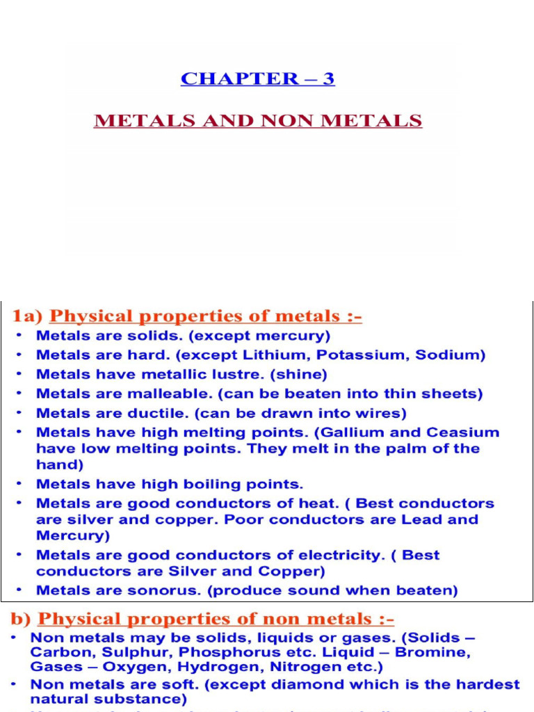 Chapter 3 Metals and Non-Metals | PDF